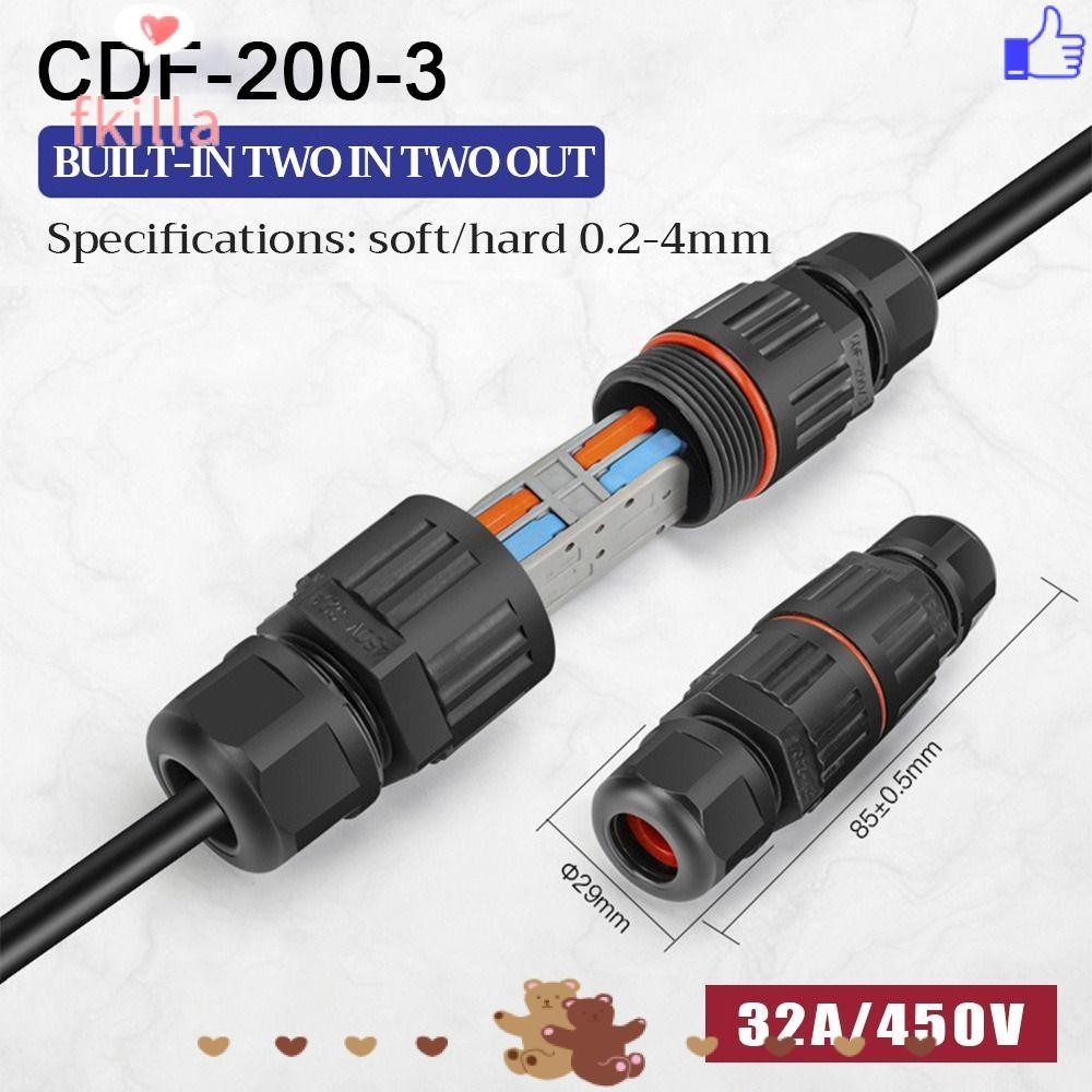 FKILLA1 Waterproof Cable Connector, Straight Quick Push In 2/3 Pin Wire ...