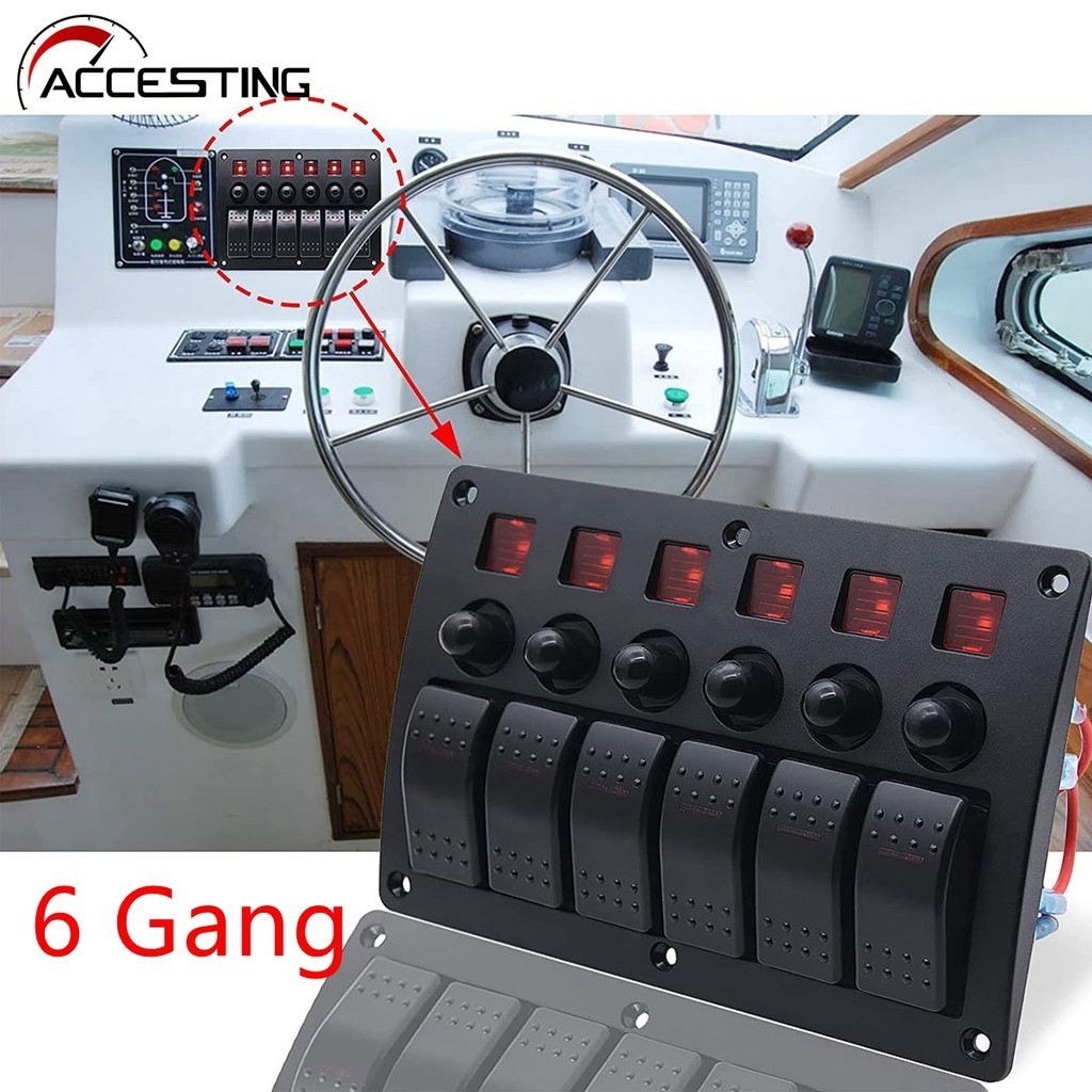 6 Groups Boat Rocker Switch Panel Marine Switch Panel Waterproof Marine ...