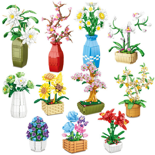flower lego bouquet flower Zhengbo 9101 bunga abadi zarah kecil berair ...