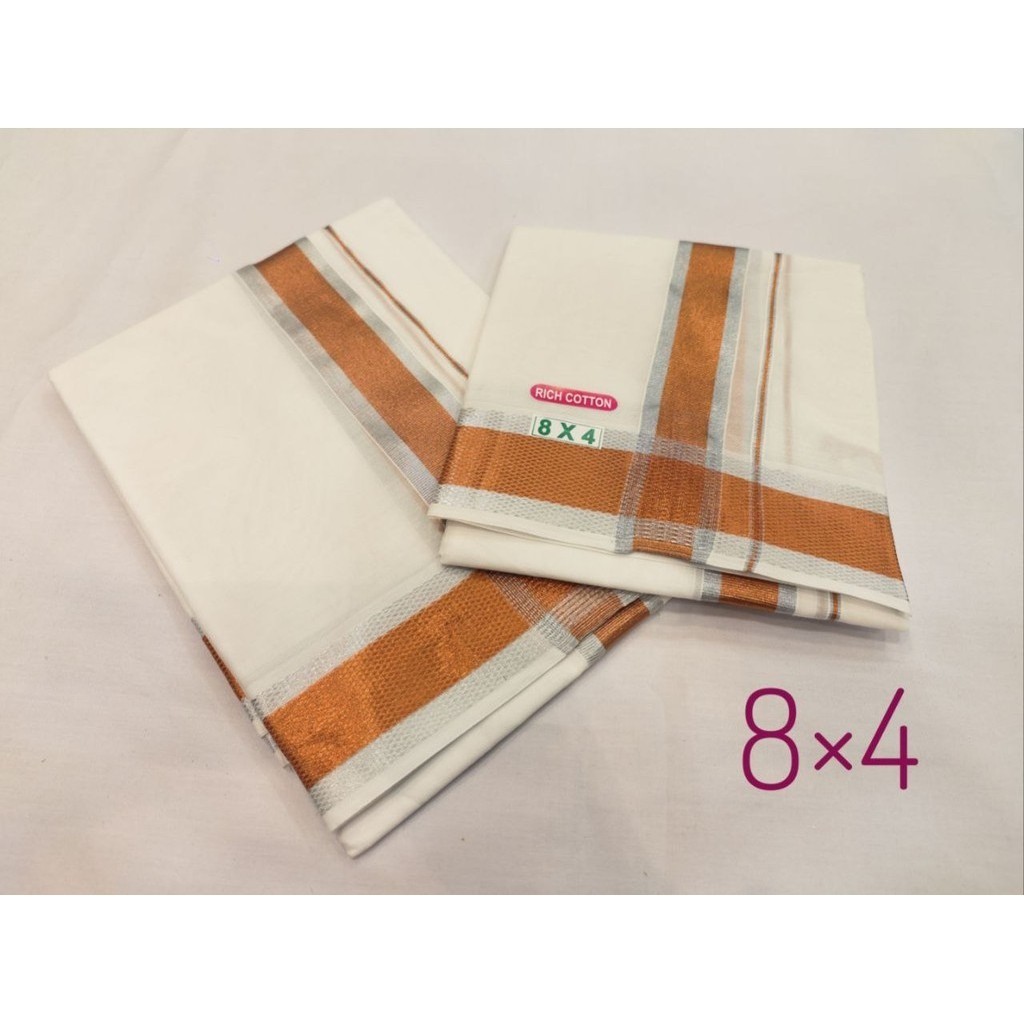 Cotton Colour Vesti / Dhoti Copper Mix Silver Border G18702 | Shopee ...