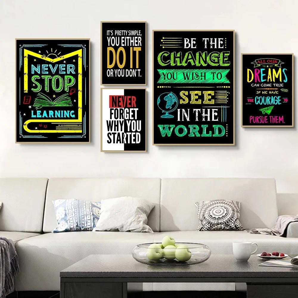 Motivational Poster Never Stop Learning Prints Picture Canvas Painting ...