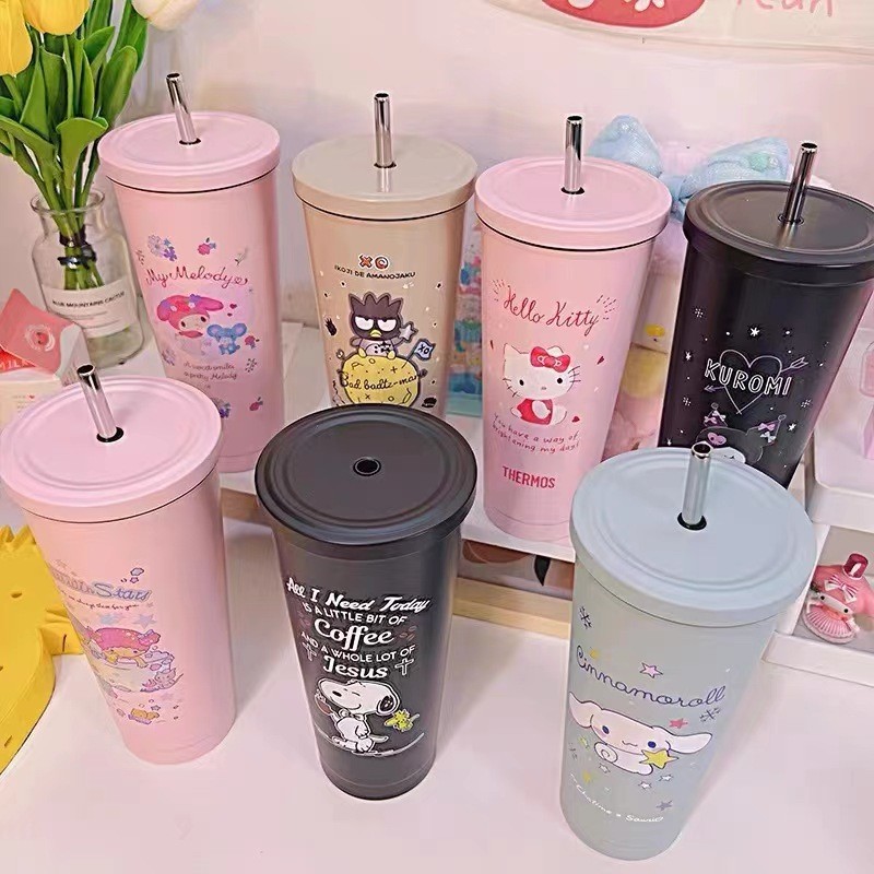 botol air botol air kuromi Cawan jerami corak kartun baru 304 keluli ...