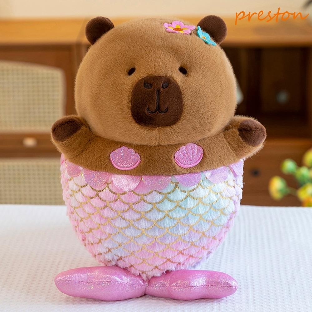 PRESTON Mermaid Capybara Plush, Simulation Fluffy Capybara Plush Toy ...