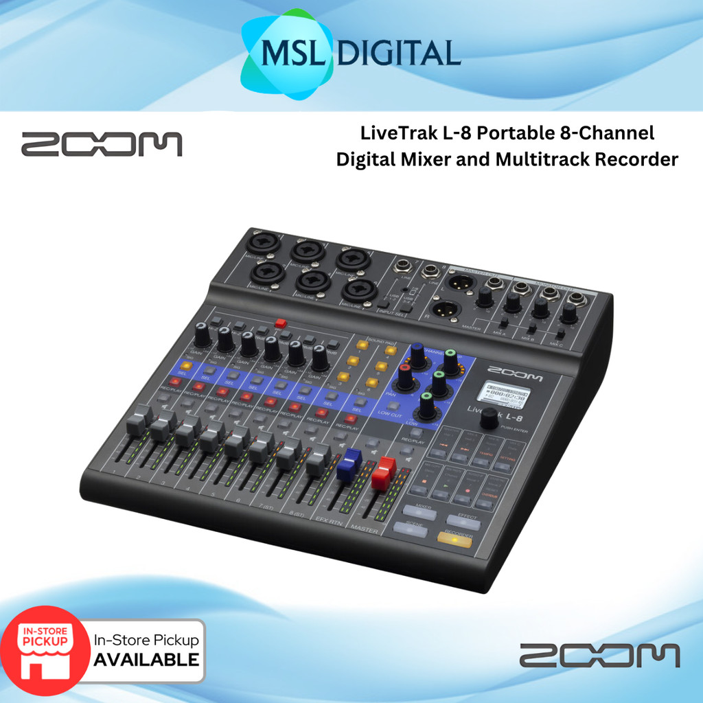 Zoom LiveTrak L-8 Portable 8-Channel Digital Mixer and Multitrack ...