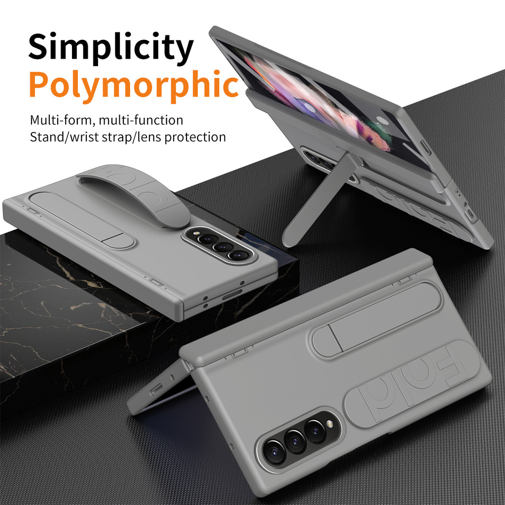 Luxury Silicone Wrist Strap Grip Phone Case For Samsung Galaxy Z Fold 3 ...