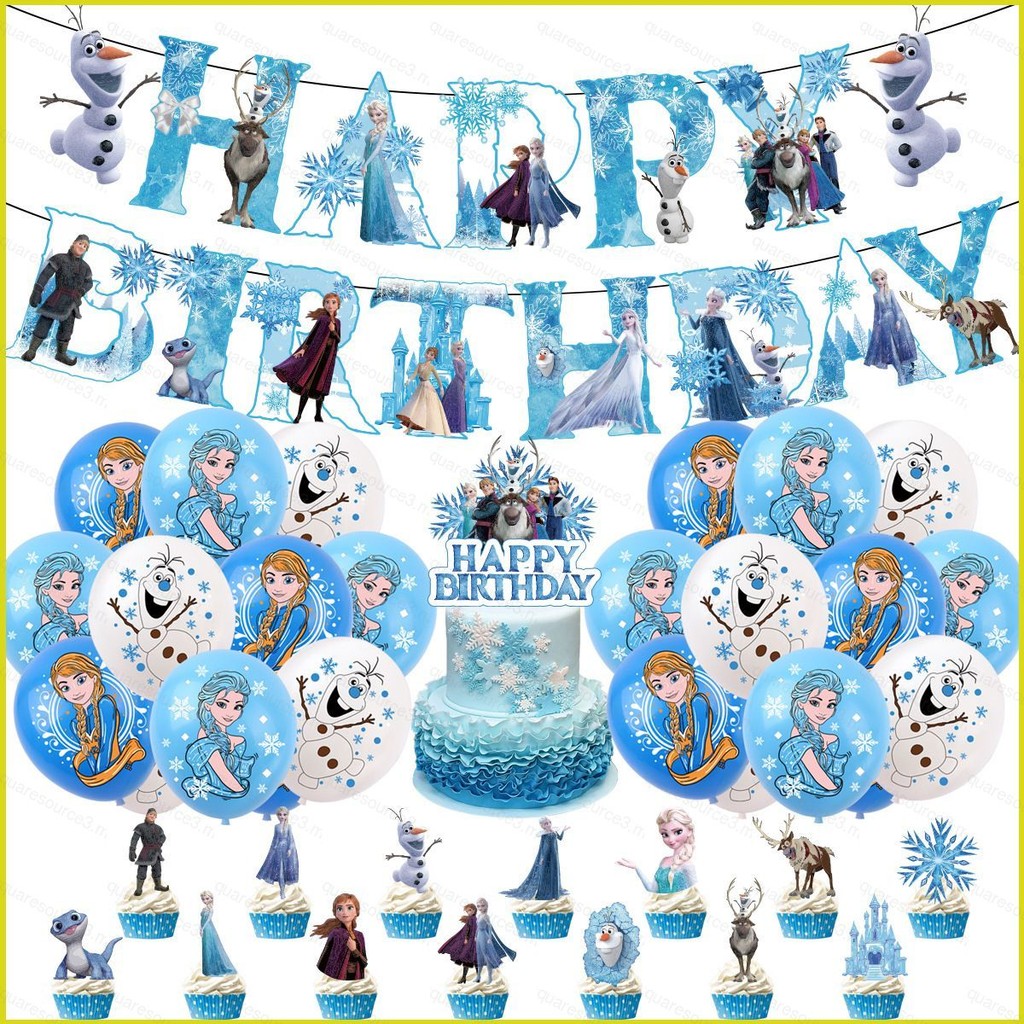 SQ3 Frozen Elsa Theme kids birthday party decorations banner cake ...