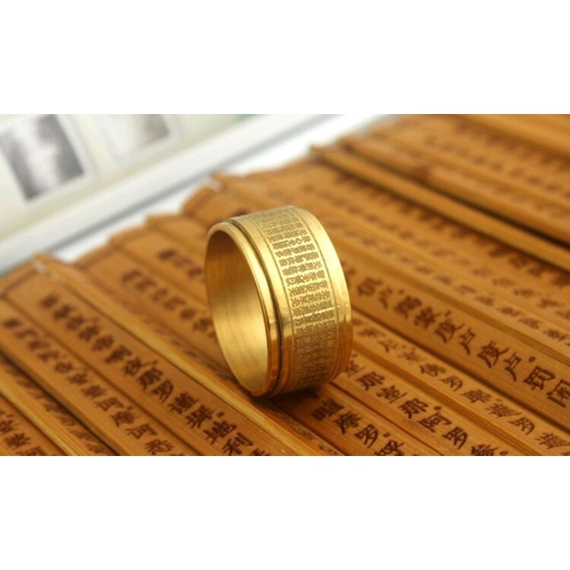 Prajna Heart Sutra Ring rotates 360 degrees - Brings Peace, Luck, All ...