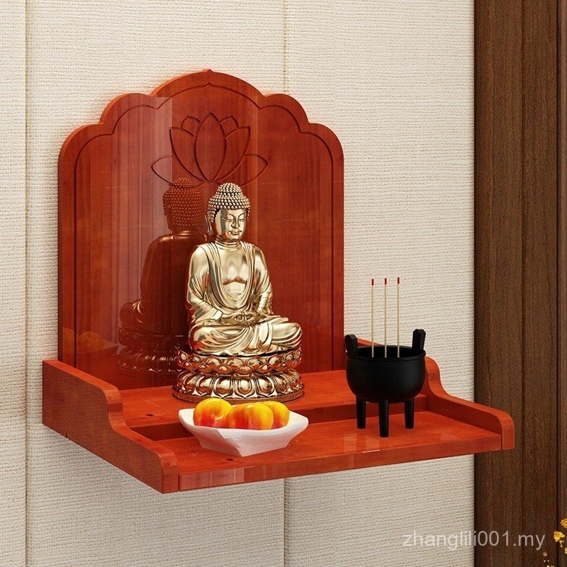 Solid Wood Shrine Buddha Shrine Wall-Mounted God of Wealth Worship ...
