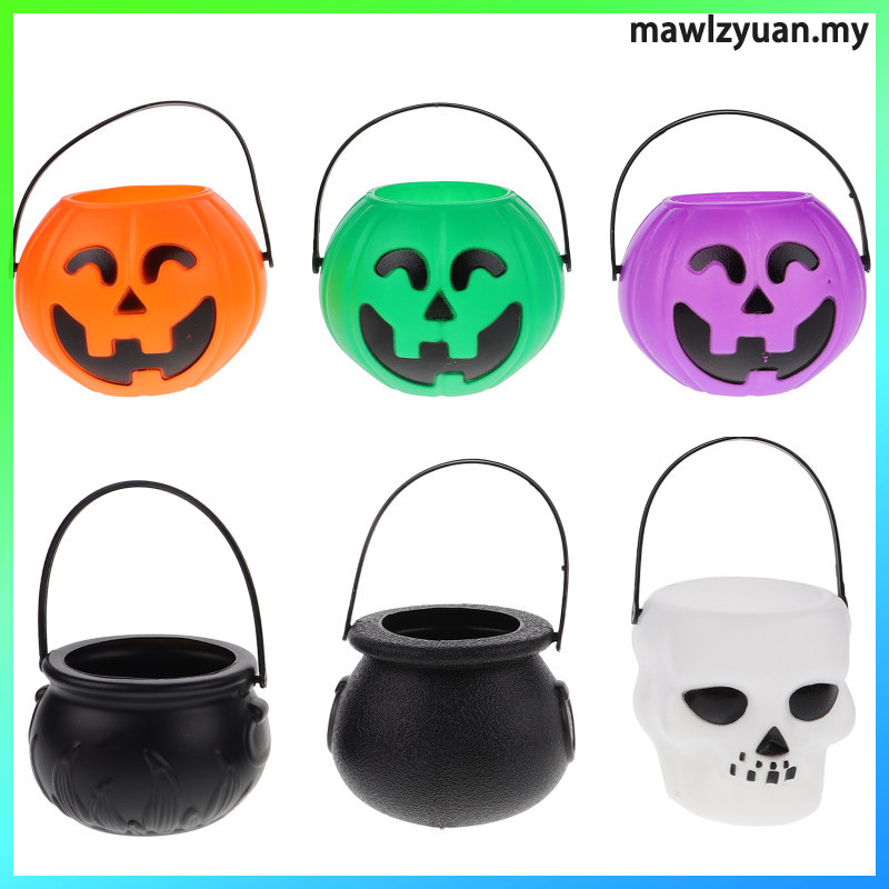 Halloween Candy Bowl Mini Cauldron Jar Cookie Bucket Tote Bag Trick or ...