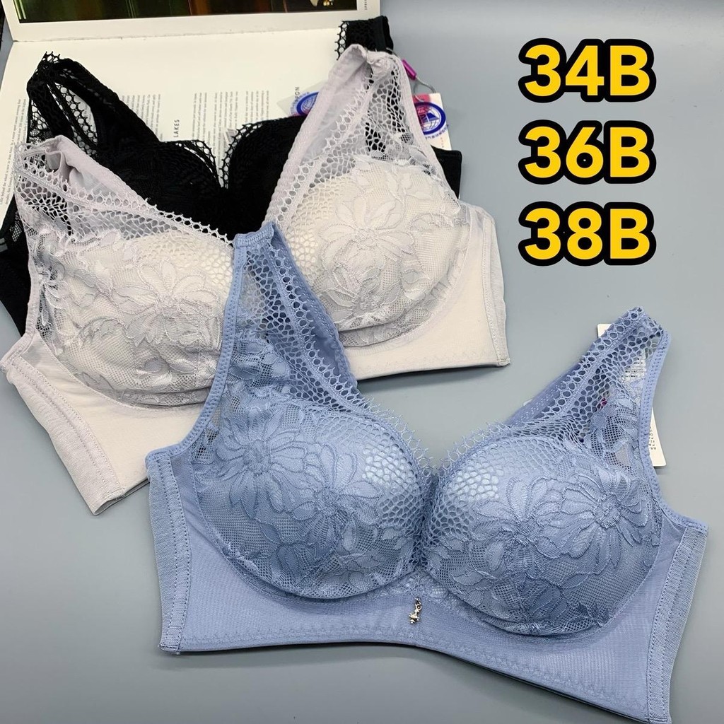Ladies Wireless Bra 34B 36B 38B Push-up Cotton Lace Wanita Baju Dalam Bunga Lace | Shopee Malaysia