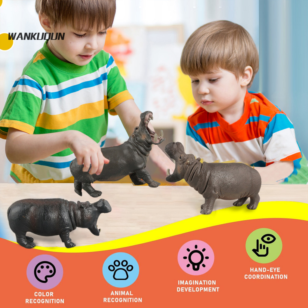 [Ready stock] Hand-drawn Hippo Figurine Educational Hippopotamus Toy ...