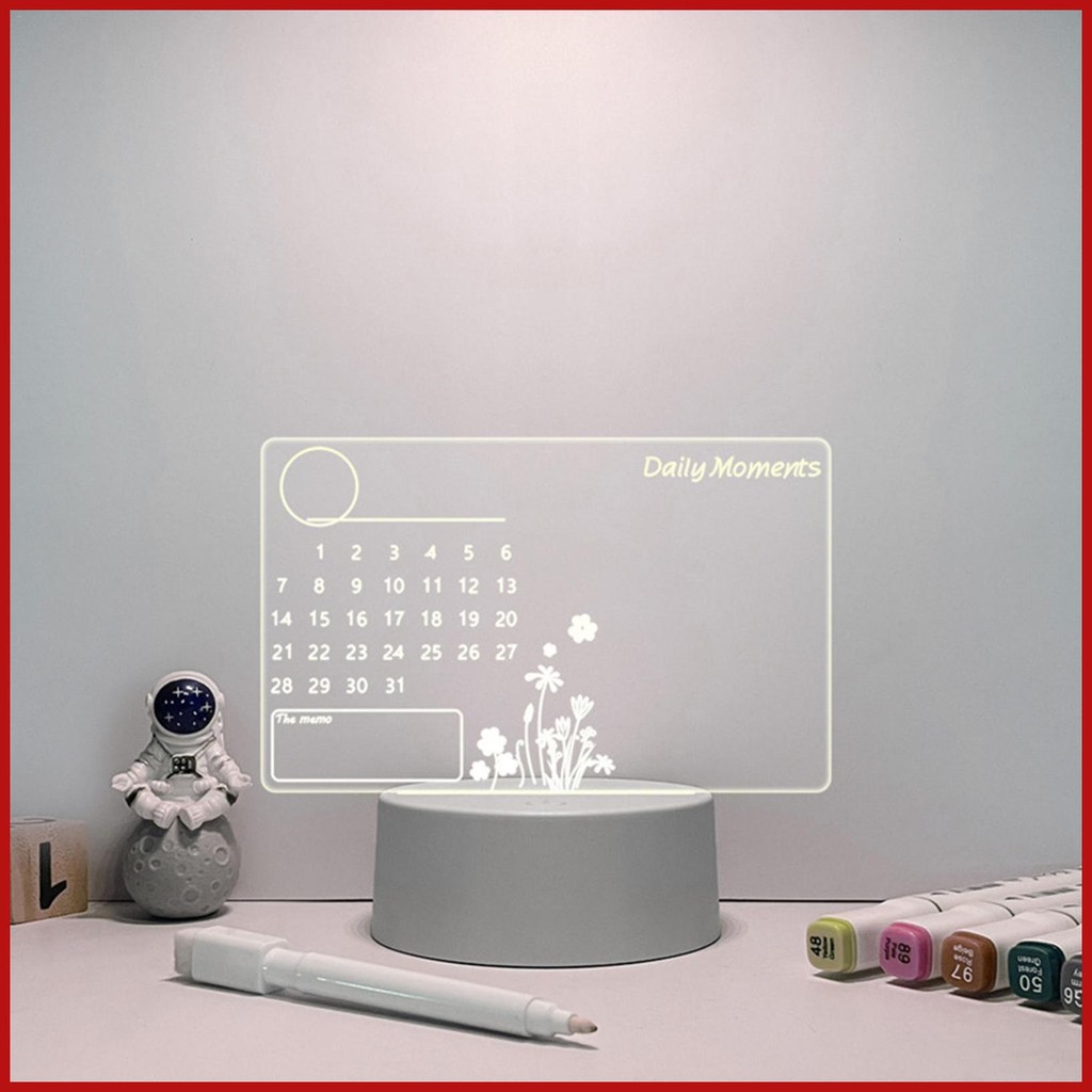 Glowing Acrylic Message Board Memo Board Note with Pen and Base Table ...