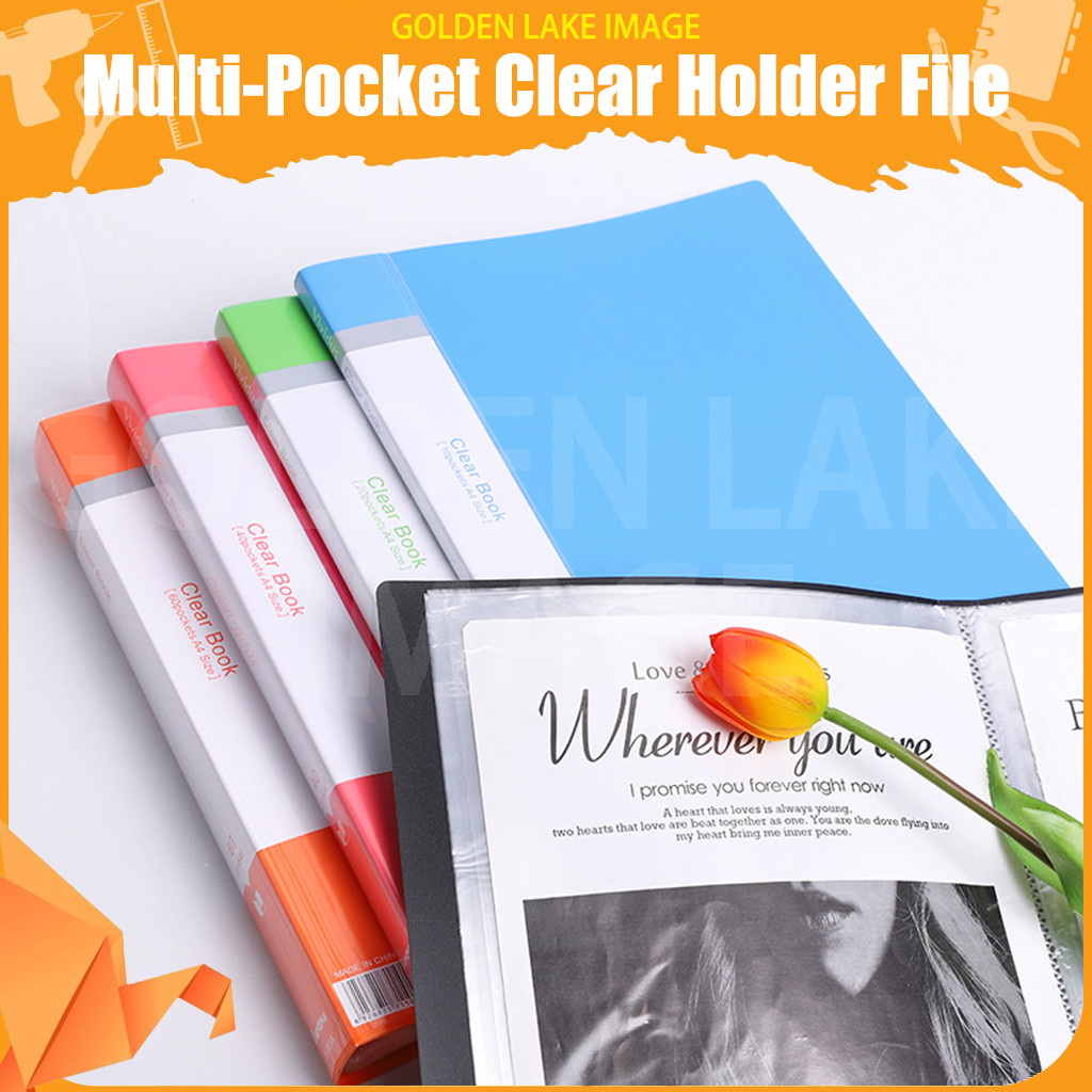 🇲🇾 A4 10, 20, 30, 40, 60, 80, 100 Pocket Clear Book, Clear Holder File ...