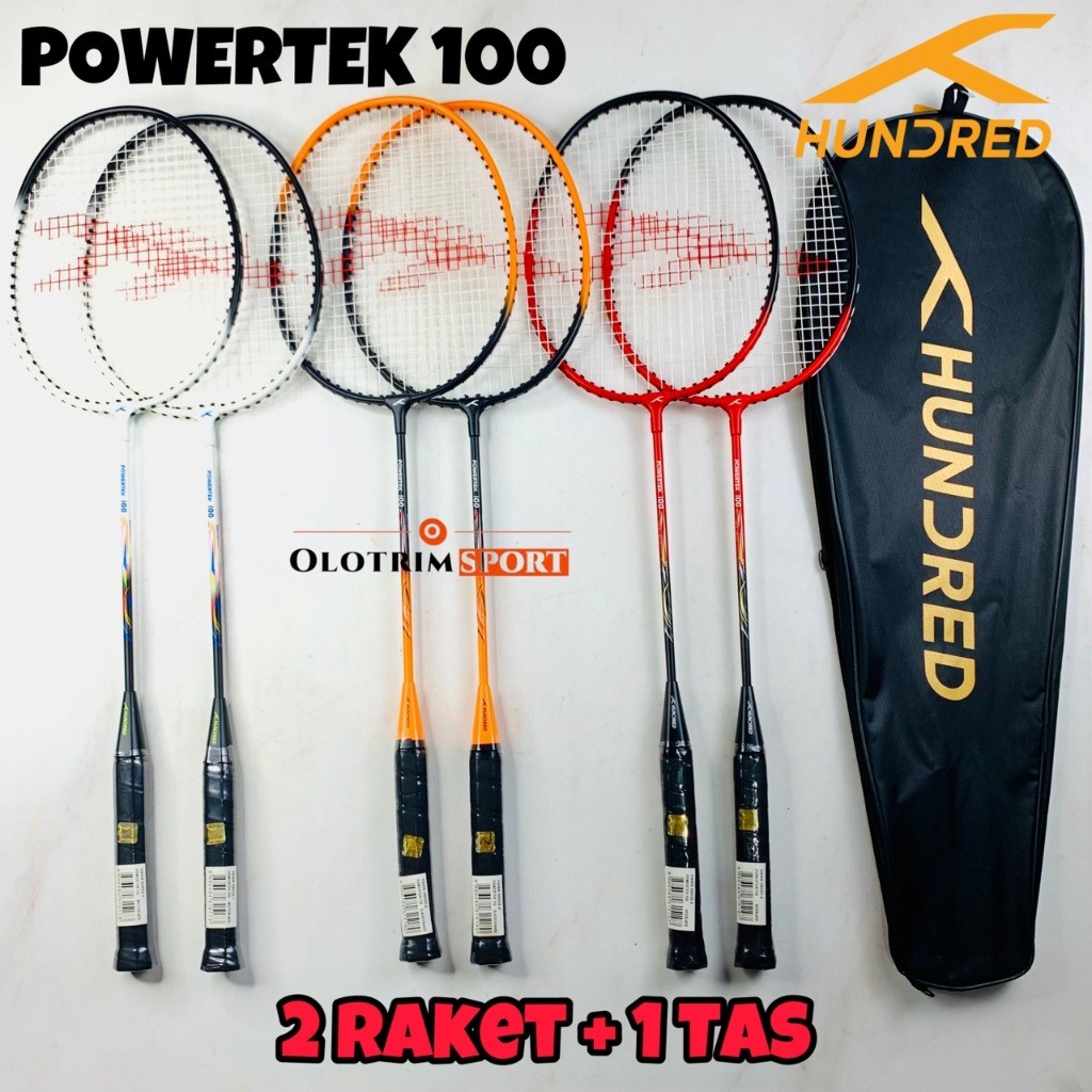 Hundred ORIGINAL Badminton Racket HUNDRED POWERTEK 100 2 in 1 Contents ...