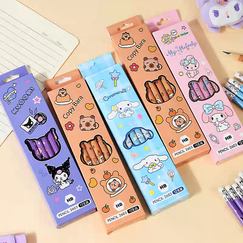 12pcs Capibala Pencil Set Sanrio Calligraphy Pen Sketching Drawing Pen ...