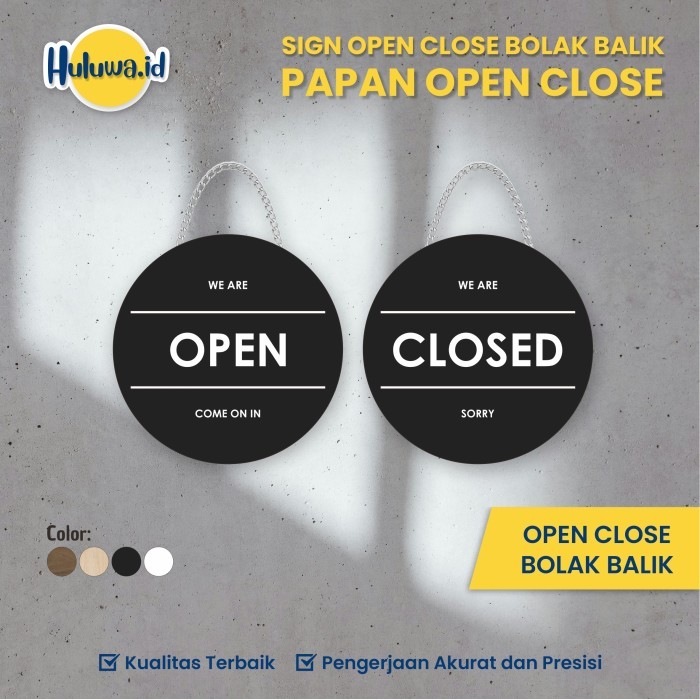 KAYU Reversible Open Close Signage/Wooden Open Close Board/Sign Cafe ...