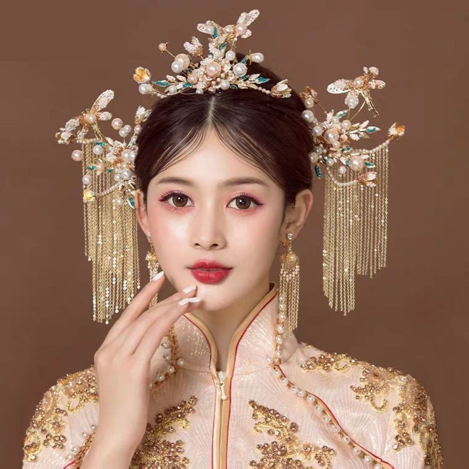 [YY] New Store Bridal Costume Headdress Gold Chinese Style Xiuhe ...