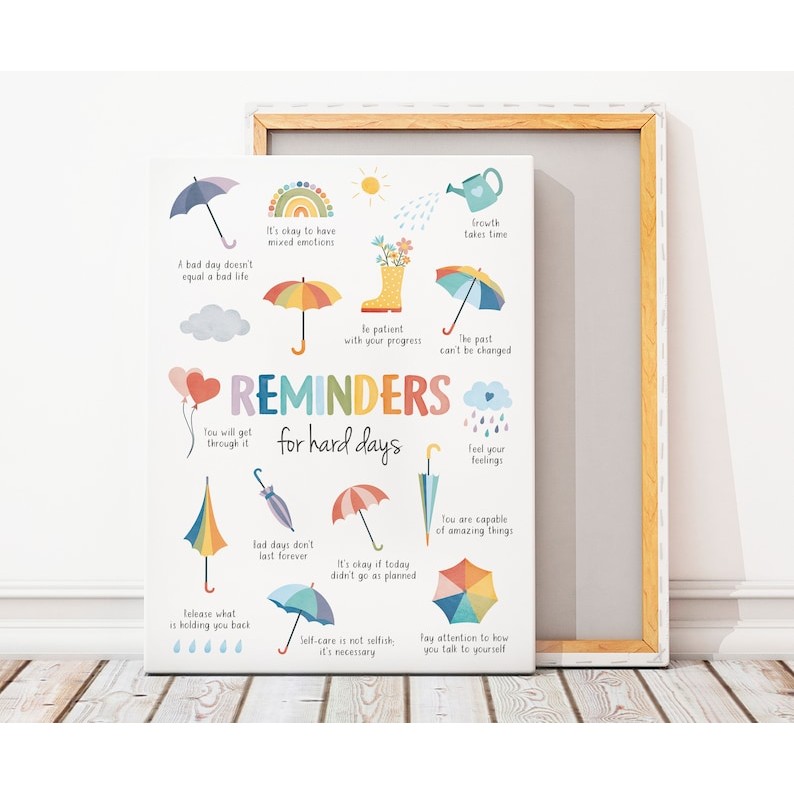 Reminders For Hard Days Therapy Office Decor Positive Affirmations ...