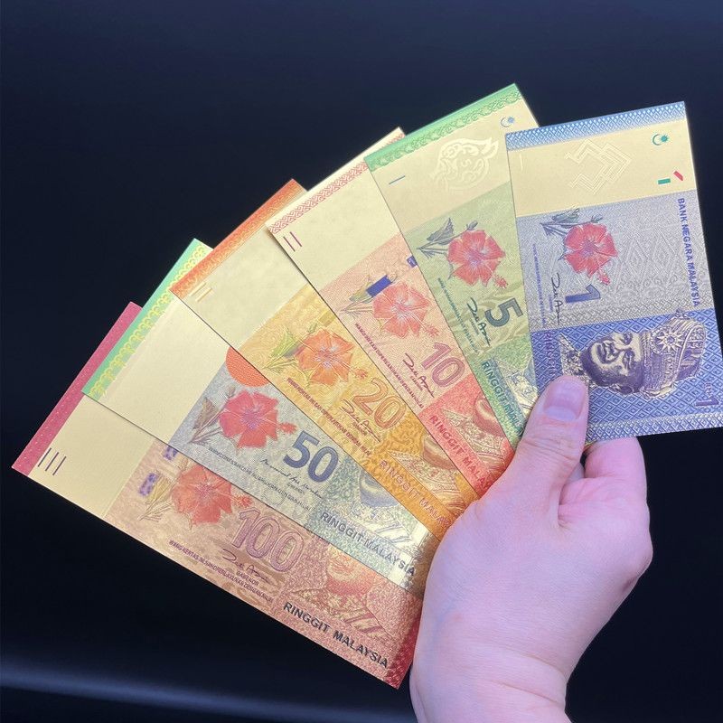 Malaysia Imitation Gold Foil Gold Banknotes Colorful Full Set ...