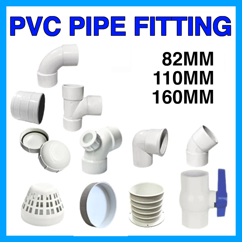 [ 82mm - 160mm ] UPVC Pipe Fittings boss Connector Socket Bend Elbow ...