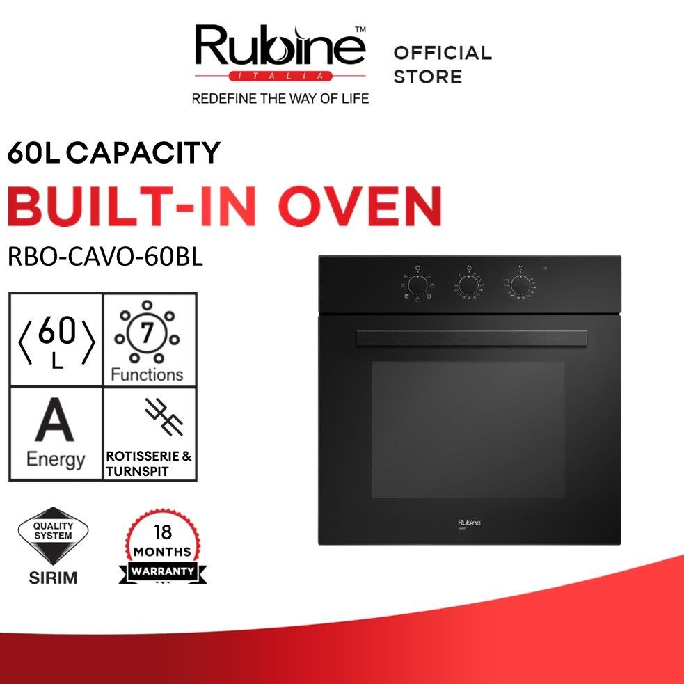RUBINE RBO-CAVO-60BL Built-in-Oven With Capacity Up To (60L) | Shopee Malaysia