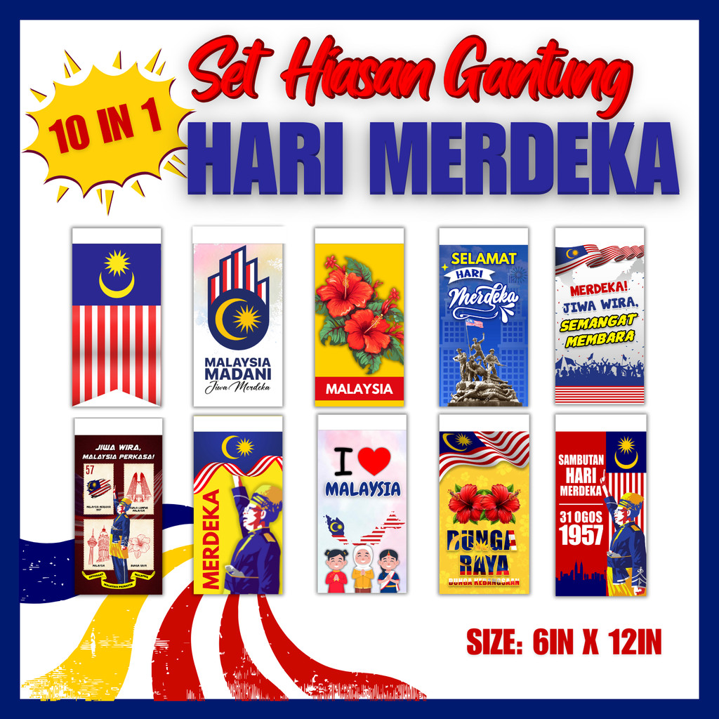 10pcs Hiasan Hari Merdeka Malaysia sekolah pejabat bendera Malaysia ...