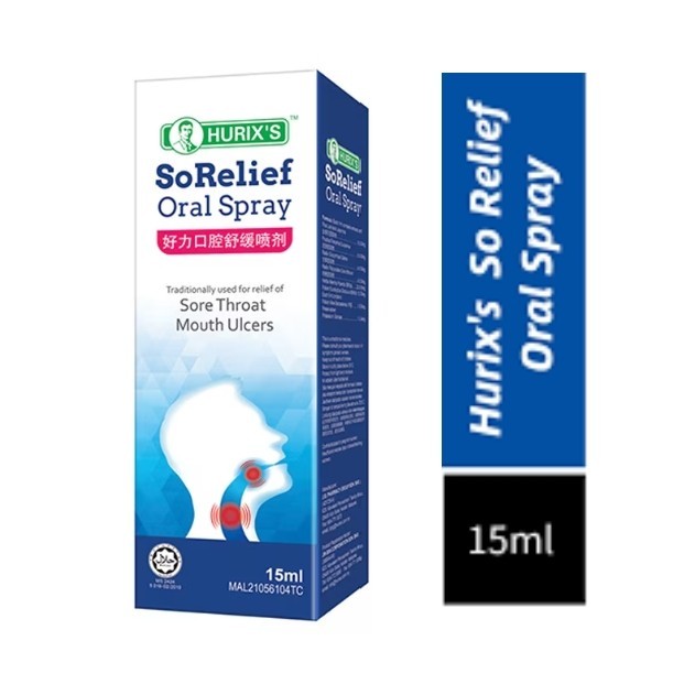 HURIX'S So Relief Oral Spray 15ML Relieves Sore Throat Mouth Ulcers ...
