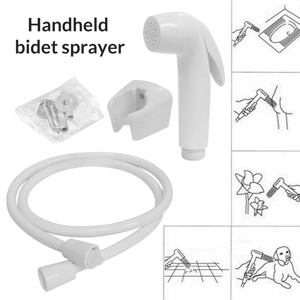 Handheld Bidet Sprayer Set ( PVC ) 1.2m Flexible Hose with Wall Bracket ...