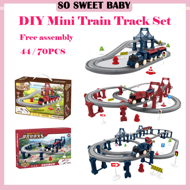 DIY Mini Train Track Set Railway Play Set Electric Puzzle Assemble Toy ...