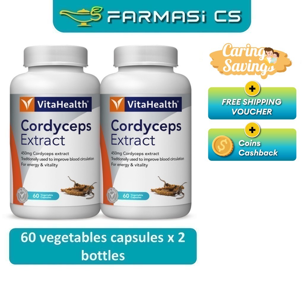 VitaHealth Cordyceps Extract 450mg 60 capsules x 2 bottles (TWIN) EXP ...