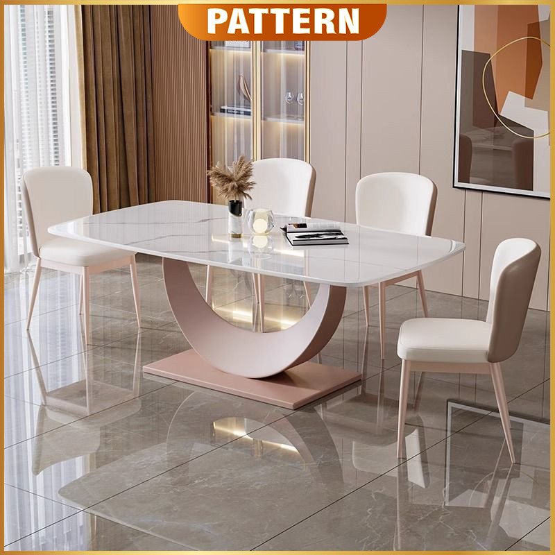 PATTERN Modern Marble Design Ceramic Dining Table Dining Chair 1+4 ...