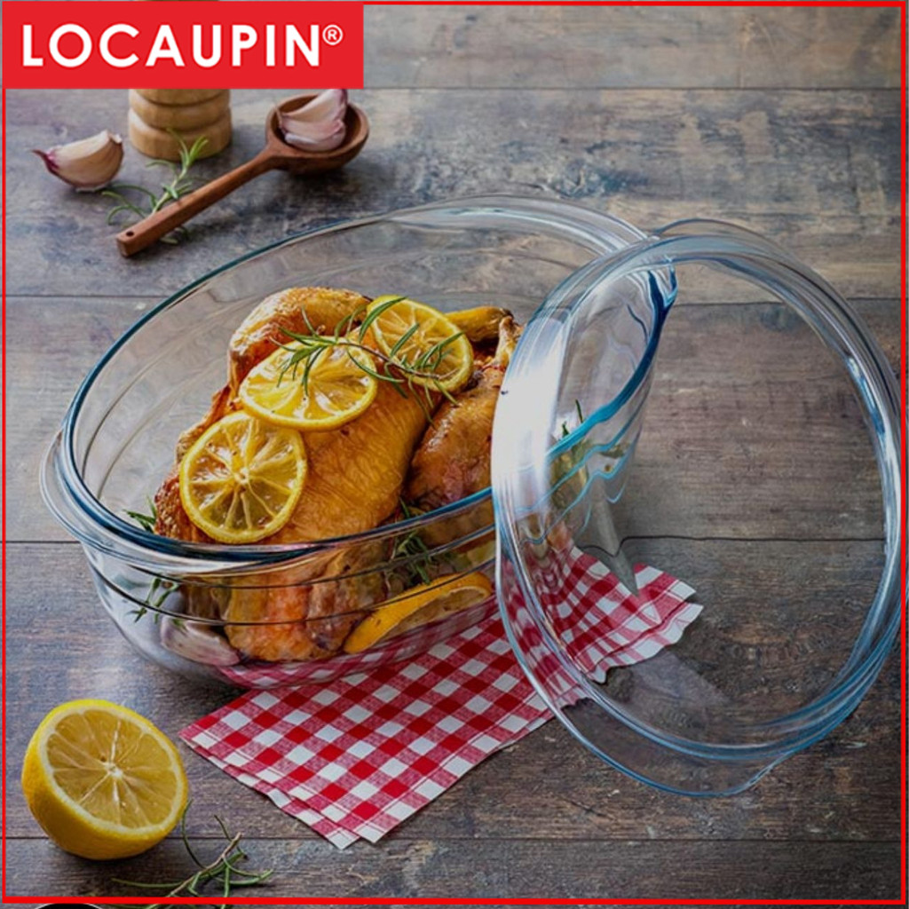 Locaupin Borosilicate Glass Baking Plate Snack Bread Pan Microwave Oven ...