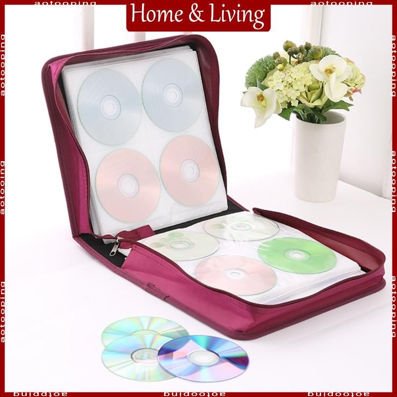 AOTO Disc Storage Box Carrying Case with Handle Stackable VCD Holder ...
