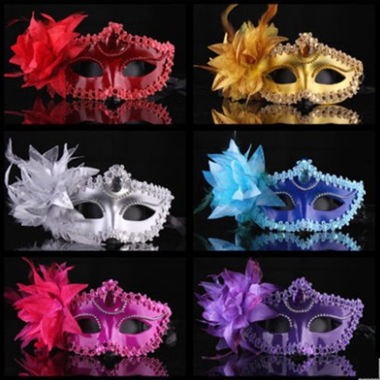 Dance Party Diamond Venetian Mask Feather Flower Wedding Carnival ...