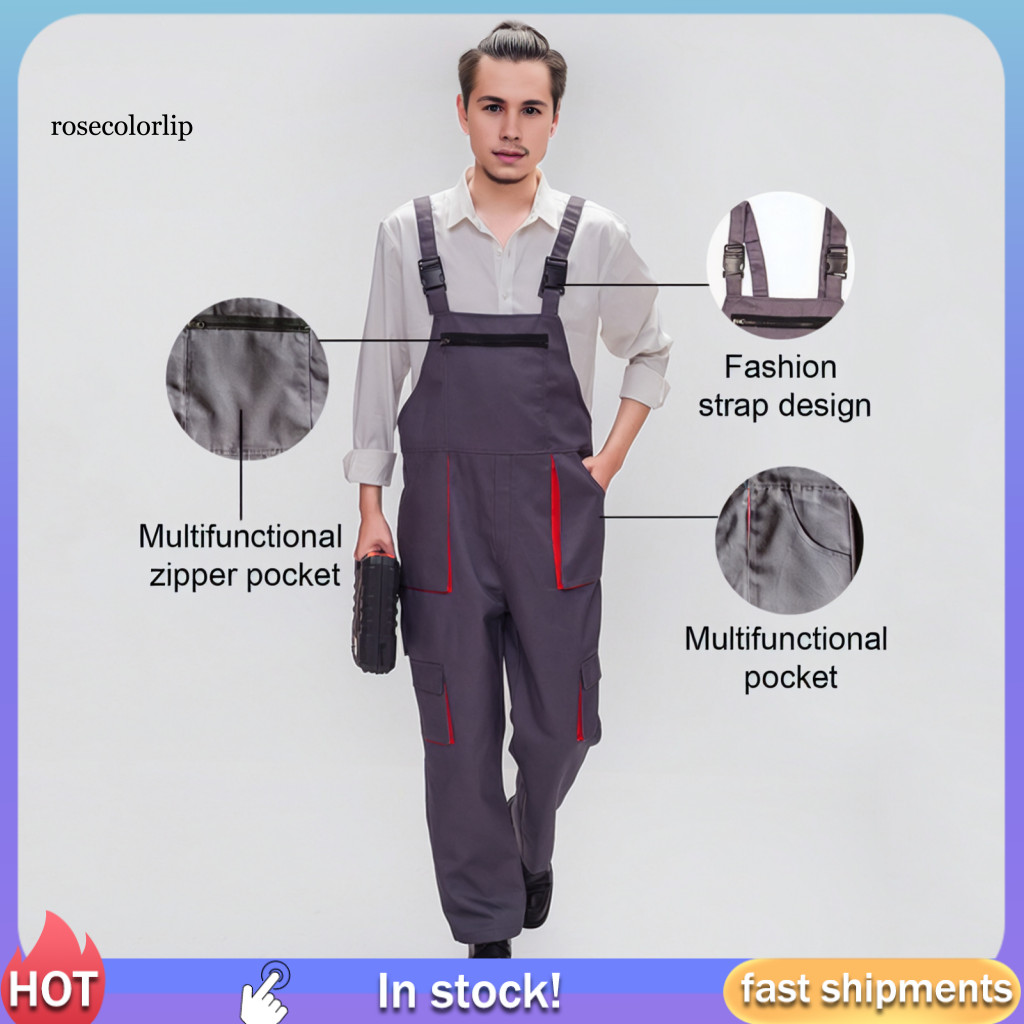 RR Durable Cotton Overalls Adjustable Shoulder Straps Work Bib Overalls ...