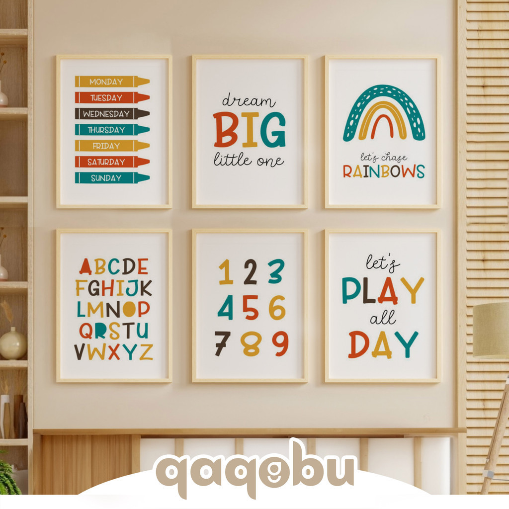 KAYU Poster Wood Frame A3 Alphabet Poster, Educational Poster, Kids ...