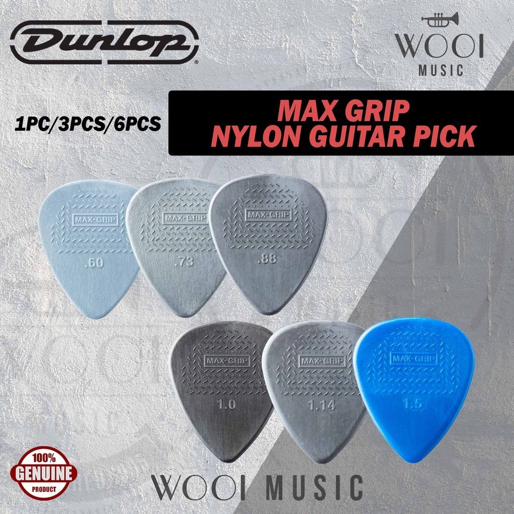 Jim Dunlop Max Grip Standard Nylon Guitar Pick - Made In USA (1pc/3pcs ...