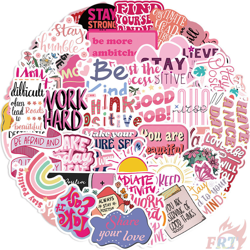 50Pcs/Set Pink Healing English Slangs Series 02 Stickers Waterproof DIY ...