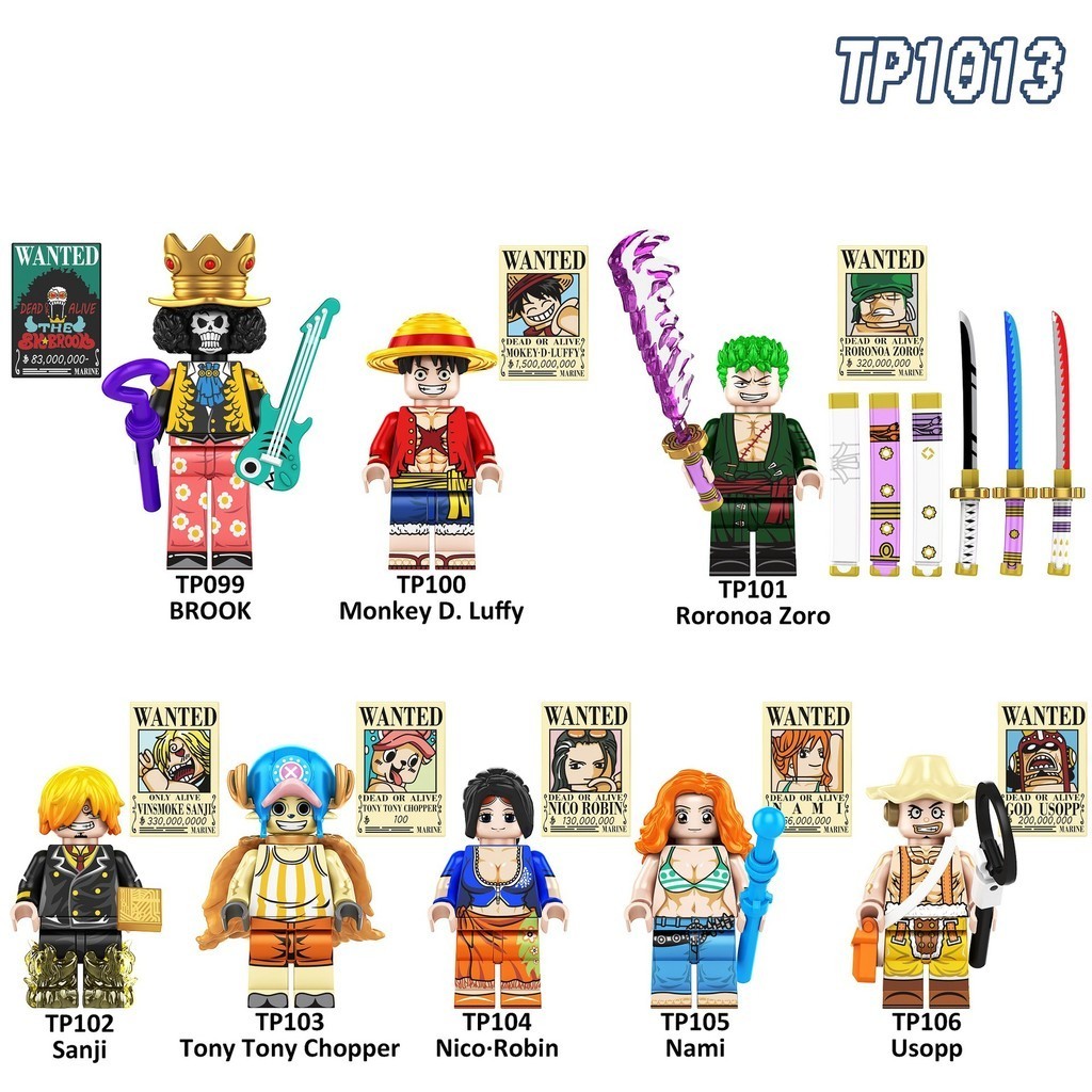 Luffy Sanji Zoro Usopp Building Blocks One Piece Figures Franky Toy ...