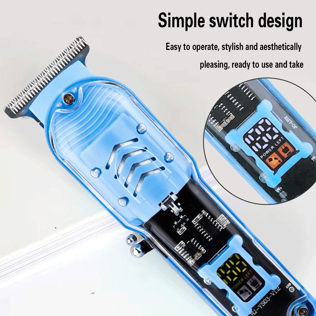 Rechargeable Hair Clipper Transparent Electric Hair Trimmers Cordless ...