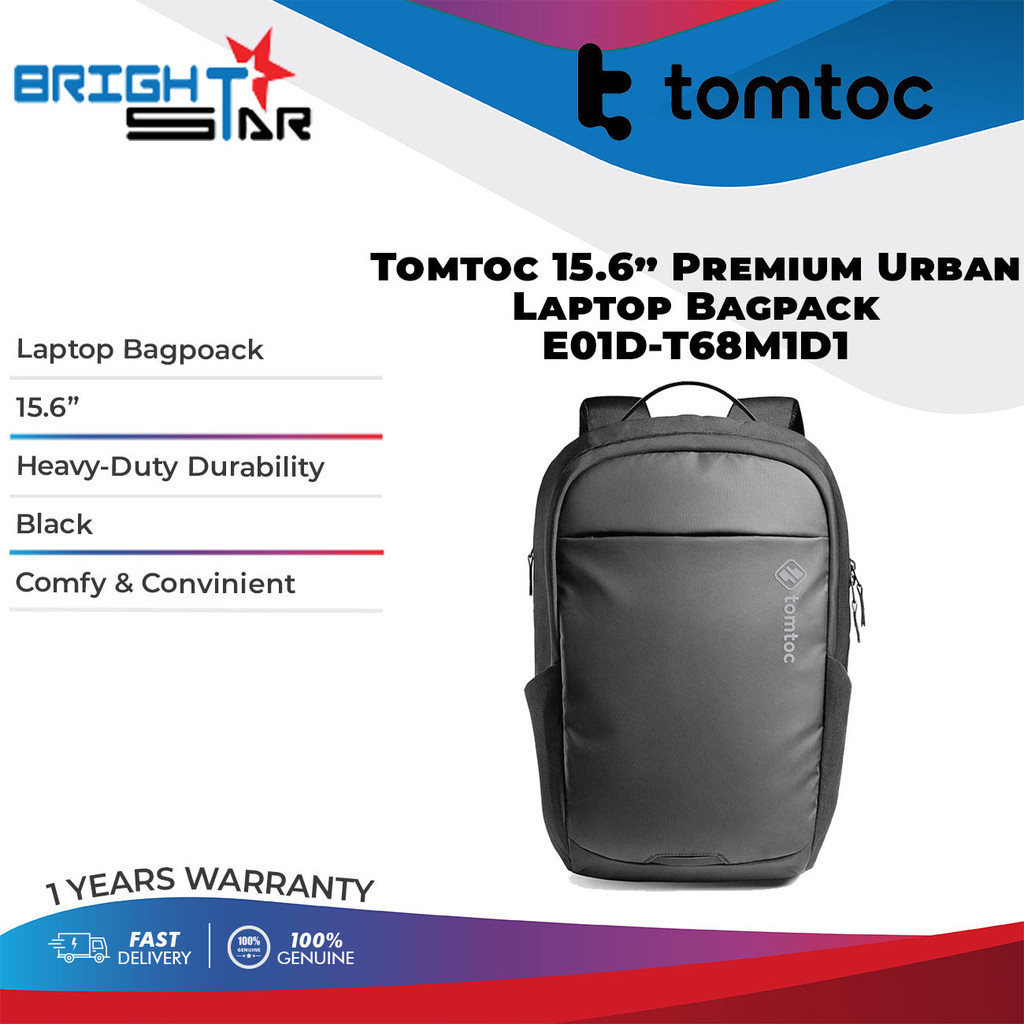 TOMTOC Premium Urban Laptop Backpack H61 E01D T68M1D1- Black | Shopee Malaysia