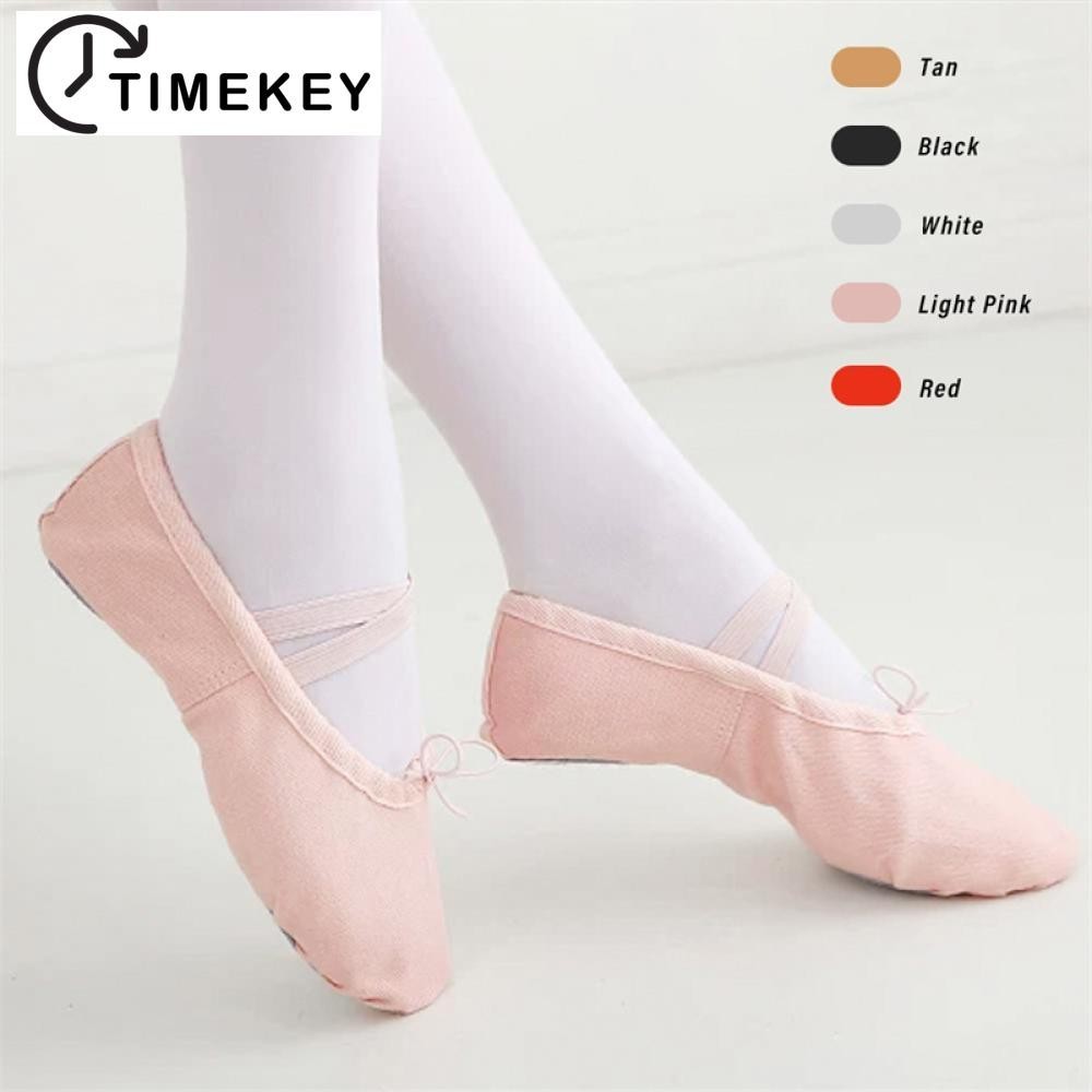 TKEY 1Pair Girls Ballet Shoes Canvas Soft Sole Ballerina Dance Slippers ...