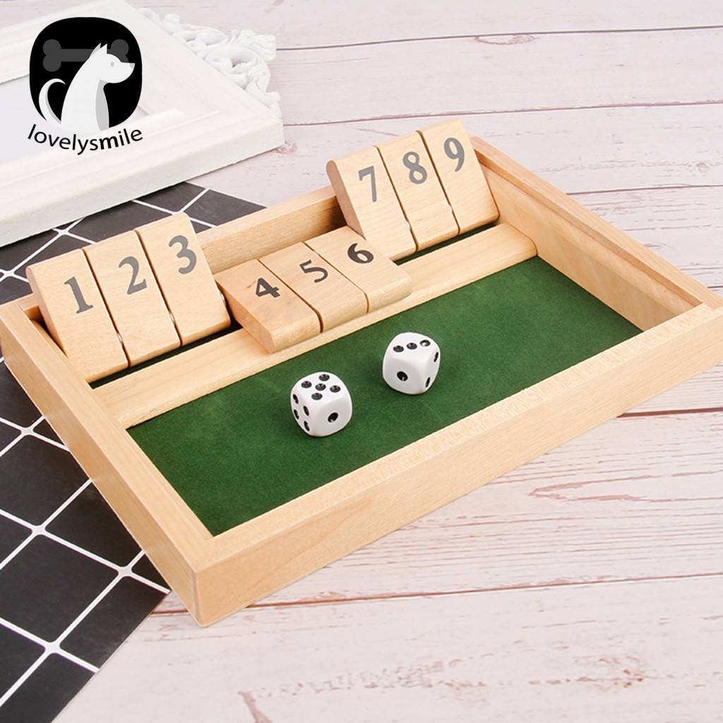 2-player Dice Game Educational Dice Game Wooden Shut the Box Game Set ...