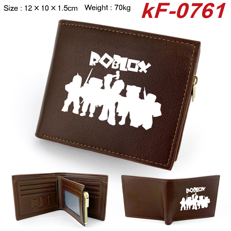 Roblox Game Card Cartoon Pu Brown Leather Student Wallet for Boy and ...