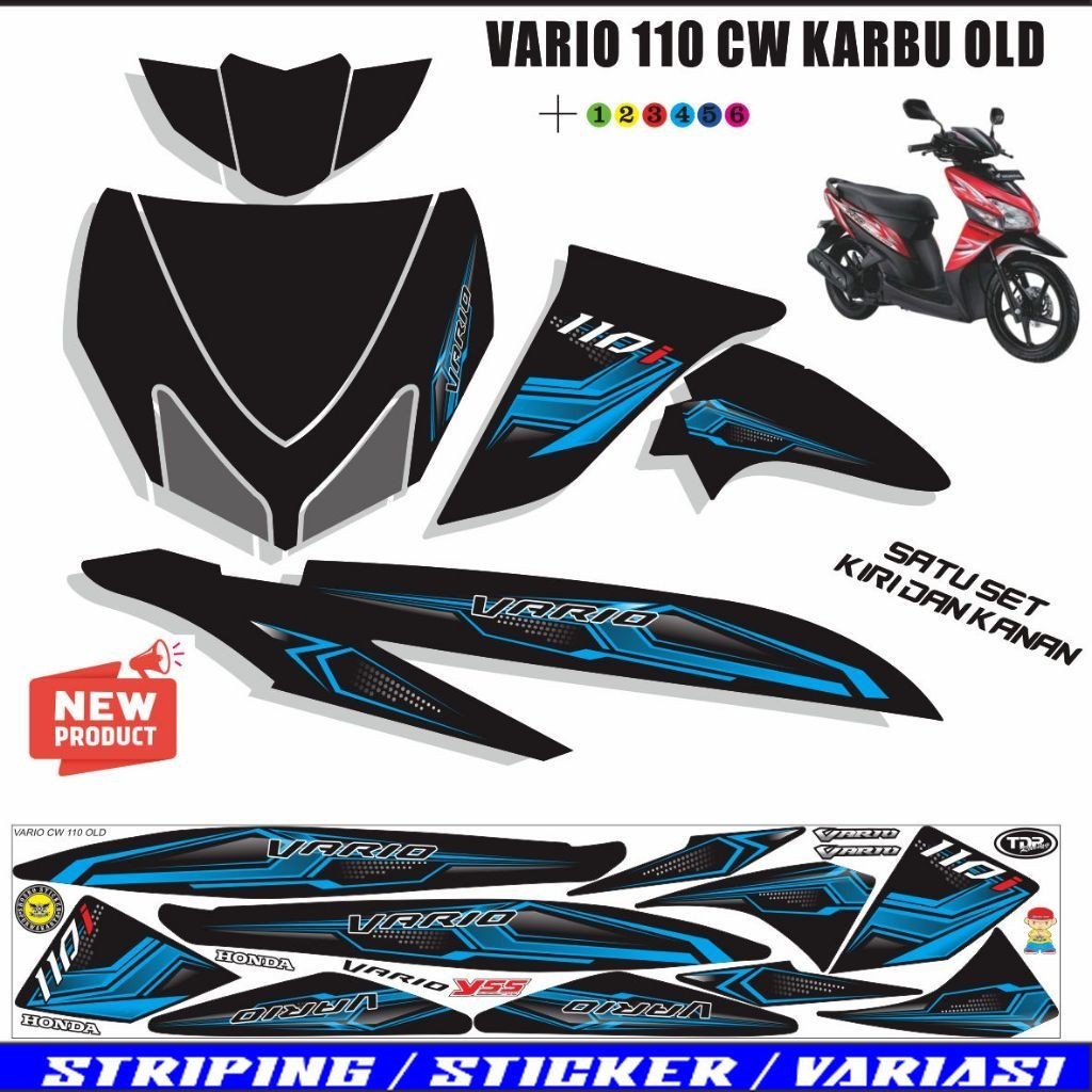 Vario 110 CW STRIPING/VARIO 110 OLD CARBU Sticker STRIPING Motorcycle ...