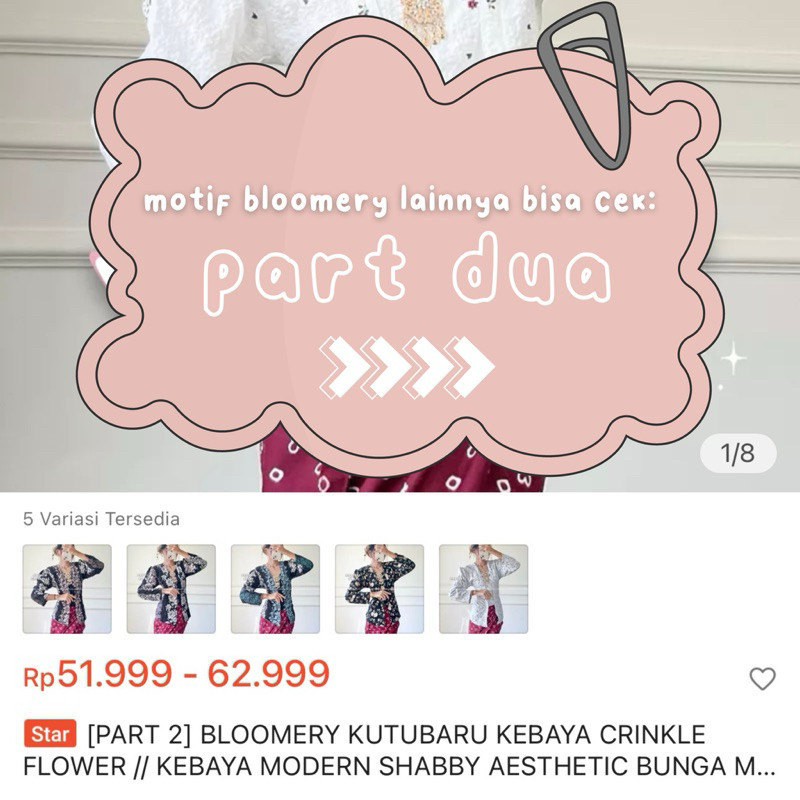 BLOOMERY KEBAYA KUTUBARU // KUTUBARU CEY CRINCKLE MOTIF SHABBY FLOWERY ...