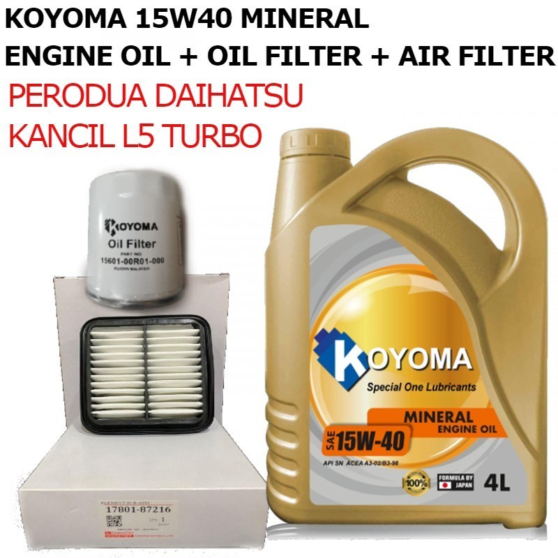 DAIHATSU PERODUA MIRA KANCIL L5 TURBO AIR FILTER + OIL FILTER + KOYOMA ...
