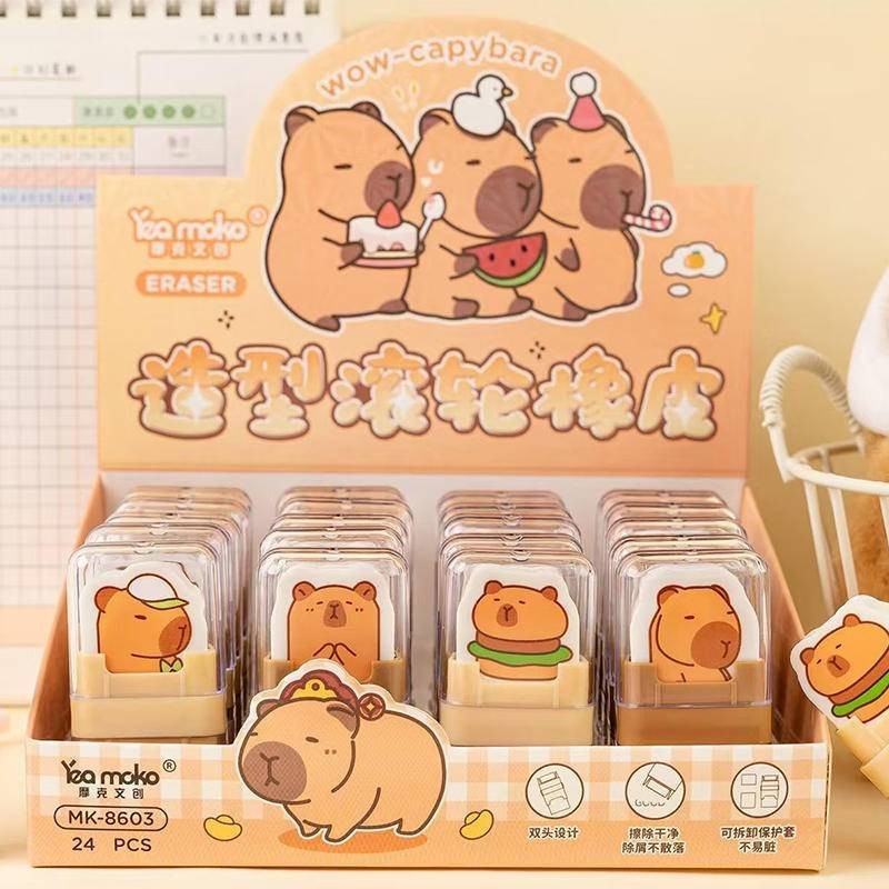 2025 Capybara Kawaii Cartoon Roller Colorful Rectangle Erasers Lovely ...