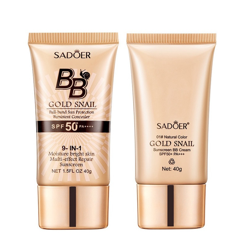SADOER Gold Snail Sunscreen BB Cream Foundation Repair Face Concealer Moisturizing Natural/Ivory ...
