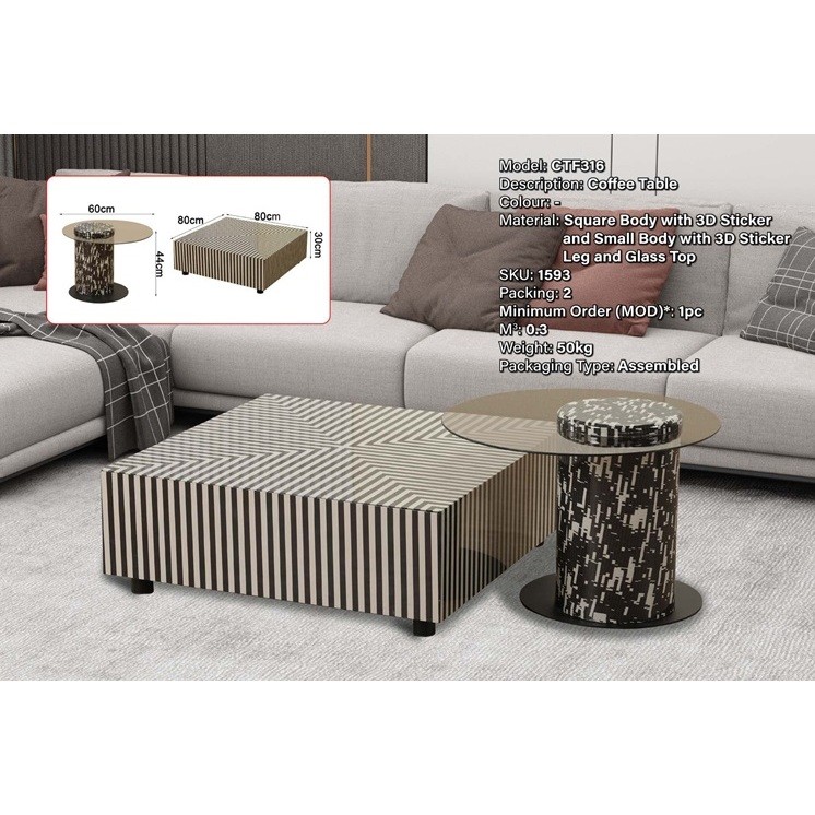 Public Furniture Coffee Table Square Body 3D Sticker Small Body 3D ...